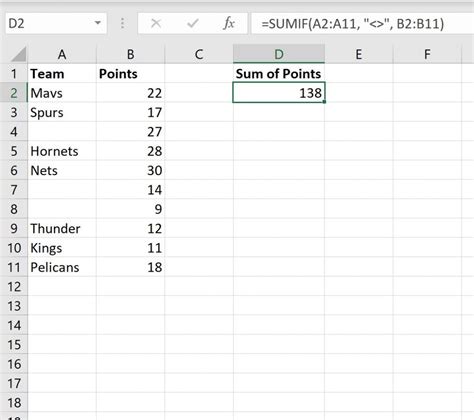 Excel How To Sum If Not Blank
