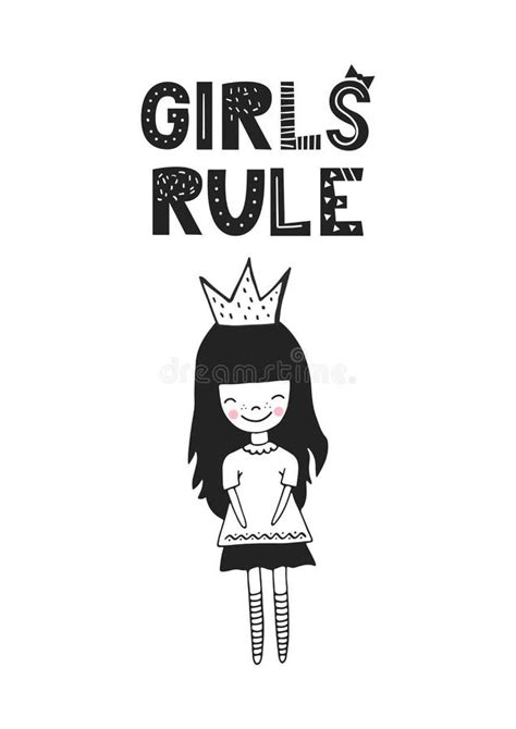 Girls Rule Unique Hand Drawn Nursery Poster With Handdrawn Lettering
