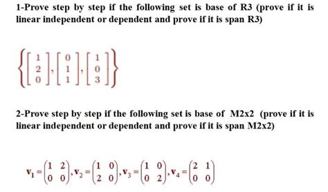 solved 1 prove step by step if the following set is base of