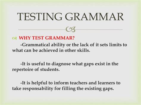 Testing Grammar And Vocabulary Ppt