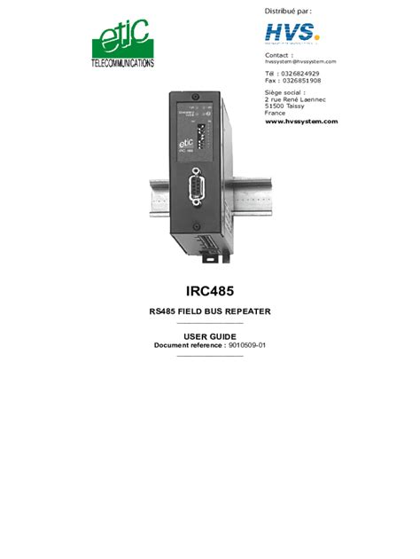 Fillable Online Etic Telecommunications Irc485 Rs485 Field Bus Repeater Etic