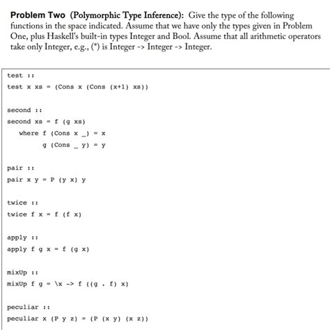 Solved Problem Two Polymorphic Type Inference Give The