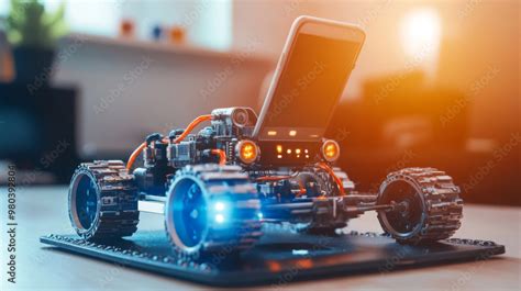 A Phone Controlling A Diy Robot Car Built With An Arduino