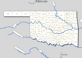Map Of Major Rivers And Map Of Major Lakes In The State Of Oklahoma Usa