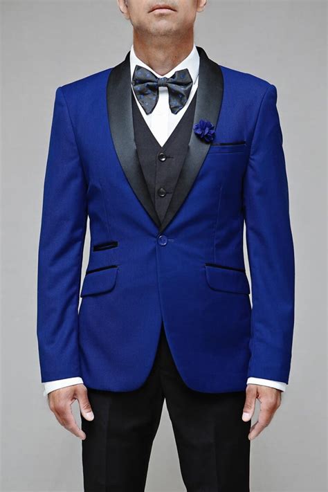 Royal Blue Tux With Black Lapel BTM Bridal Tuxedo