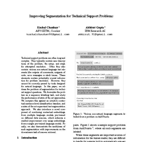 Improving Segmentation For Technical Support Problems Acl Anthology