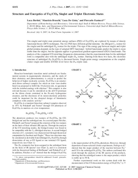 Pdf Structure And Energetics Of Fe2co8 Singlet And Triplet