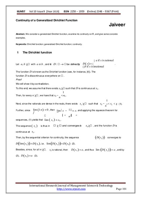 Pdf Continuity Of A Generalized Dirichlet Function