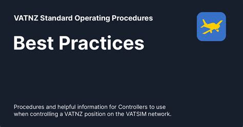 Best Practices Vatnz Standard Operating Procedures