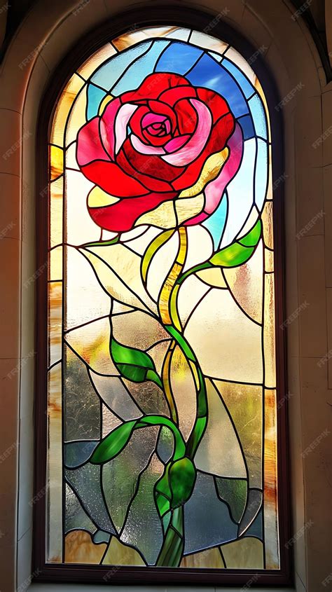 Stained Glass Rose Window Premium Ai Generated Image