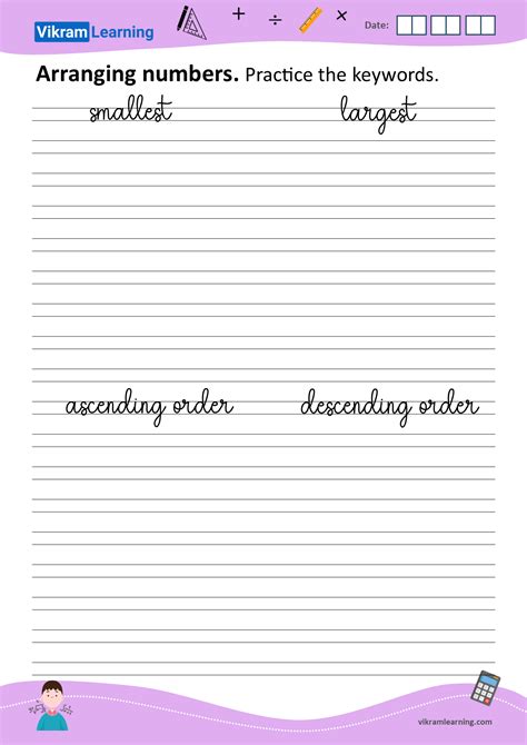 Download Arranging Numbers In Ascending Order And Descending Order Worksheets