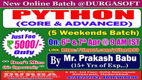 Python 5 Weekends Batch Online Training Durgasoft Youtube