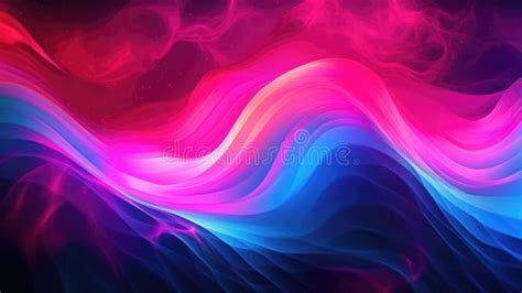 Glowing Neon Light Waves Background Modern Abstract Wavy Futuristic Illustration Stock