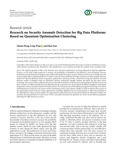 Pdf Research On Security Anomaly Detection For Big Data Platforms Based On Quantum