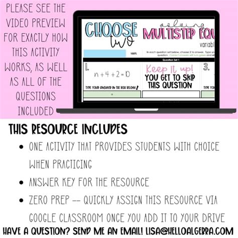Solving Multistep Equations Variable On One Side Digital Activity