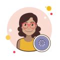 System Administrator Female Icon In Bubbles Style