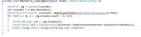 C Casting Datagrid Row To Datagridcellpresenter Stack Overflow