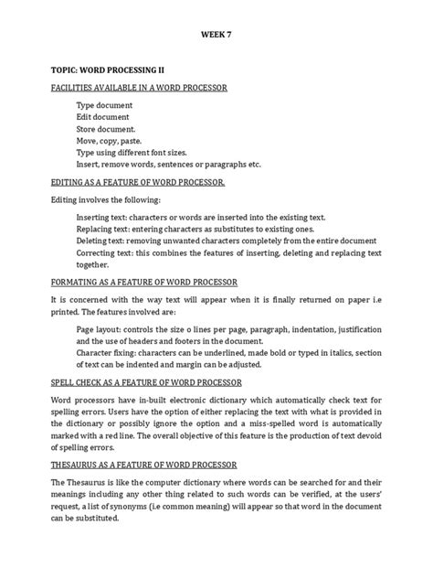 14305week 7 Word Processing Ii Pdf Word Processor Paragraph