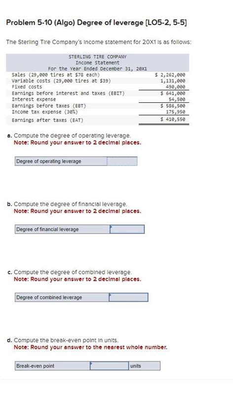 Solved Problem 5 10 Algo Degree Of Leverage Lo5 2 5 5