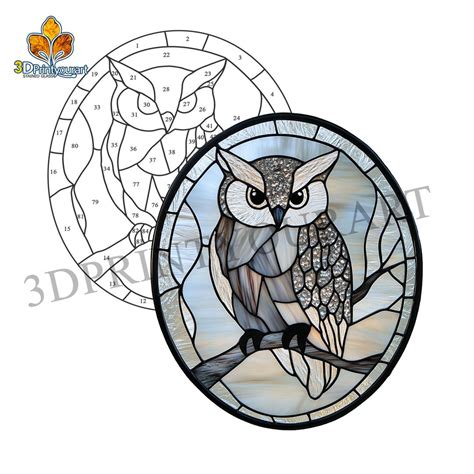 Digital Download Stained Glass Owl Pattern Festive Suncatcher Design
