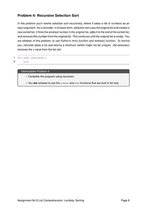 Solved Problem 4 Recursive Selection Sort In This Problem