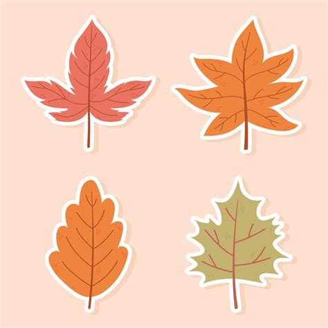 Maple Leaves Foliage Stickers Autumn Icons 1395531 Vector Art At Vecteezy