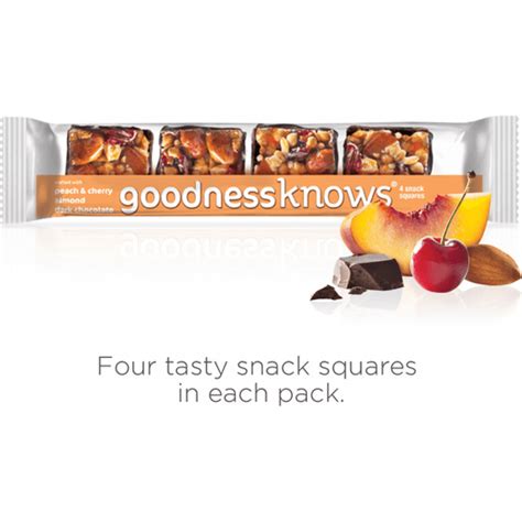 Goodnessknows Peach And Cherry Almond Dark Chocolate Snack Squares 1