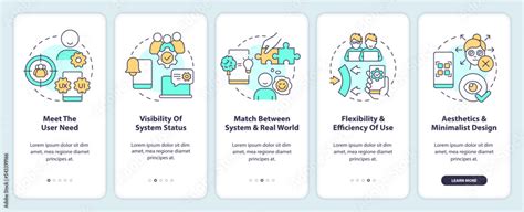 User Experience Key Design Principles Onboarding Mobile App Screen Walkthrough 5 Steps Editable