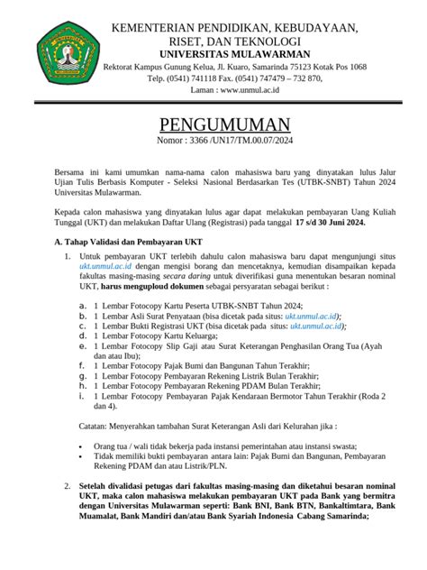 Pengumuman Lulus Mhs Baru Utbk Snbt 2024 Tte Sign Pdf