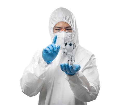 Premium Photo Worker Wears Medical Protective Suit Or Coverall Suit