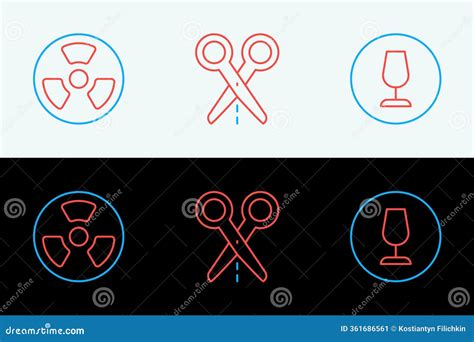 Set Line Fragile Broken Glass Delivery Package With Umbrella Package Box Check Mark And Search