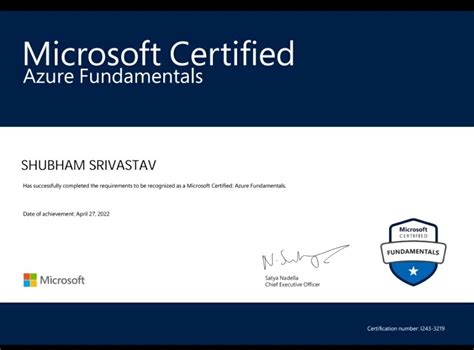 Shubham Srivastav On Linkedin Successfully Completed Azure Fundamental Examination