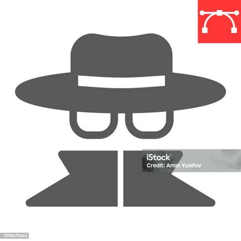 스파이 에이전트 글리프 아이콘 익명및 탐정 시크릿 벡터 아이콘 벡터 그래픽 편집 가능한 스트로크 솔리드 사인 Eps 10 0명에