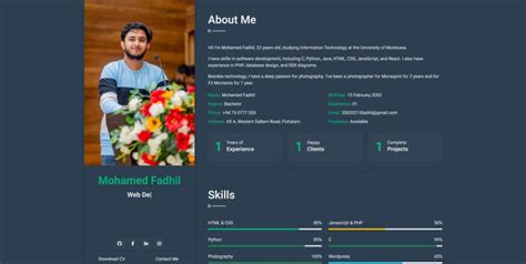 Mohamed Fadhil On Linkedin I Developed A Portfolio Using Html Css And Javascript Where I