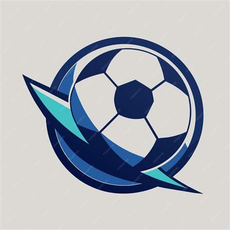 Premium Vector A Minimalist Logo Featuring A Blue And White Color Scheme With A Soccer Ball