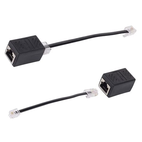 2 Pack Black Rj45 Network Splitter Cable Rj45 Female To Rj11 Male Adapter Ethernet Rj45 8p8c To