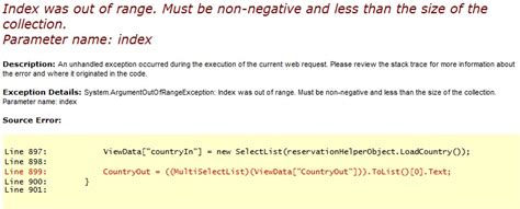 Mvc 2 Index Was Out Of Range Must Be Non Negative And Less