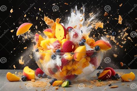 An Exploding Fruit Salad Created With Generative Ai Technology Stock