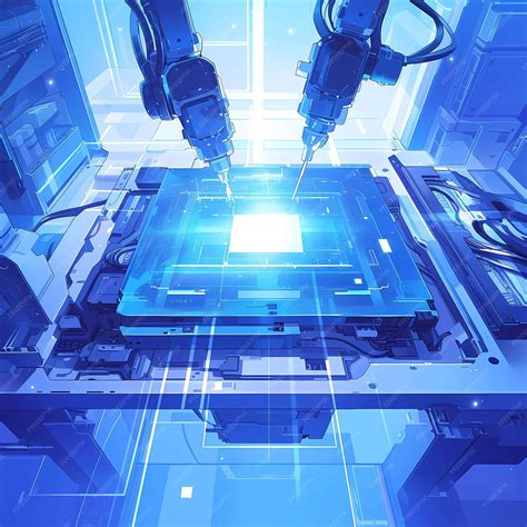 Premium Photo Advanced Robotic Arms Assembling Futuristic Technology In A Hightech Lab Environment