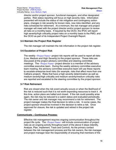 Osi Risk Management Plan Template In Word And Pdf Formats Page 22 Of 27