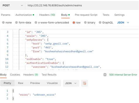 How To Set Smtp Properties In Request Body Of Add Realm Rest Api Getting Advice Keycloak