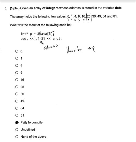 Solved Pts Given An Array Of Integers Whose Address Is Chegg
