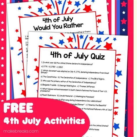 Free Printable 4th July Activities Make Breaks