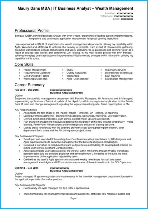 Business Analyst Cv Examples Artofit