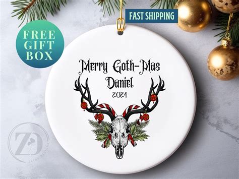 Gothic Ornament Merry Goth Mas Personalized Ornament Goth Christmas Ornament Creepy Christmas