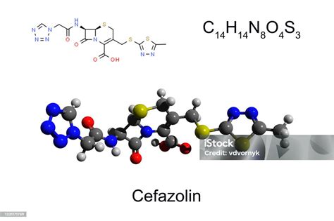 항생제 세파졸린 화이트 배경의 화학 포뮬러 골격 포뮬러 및 3d 볼 앤 스틱 모델 0명에 대한 스톡 사진 및 기타 이미지 0명 3차원 형태 건강관리와 의술 Istock