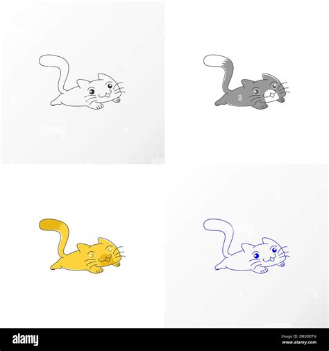Simple And Unique Lazy Cat Image Graphic Icon Logo Design Abstract Concept Vector Stock Can Be