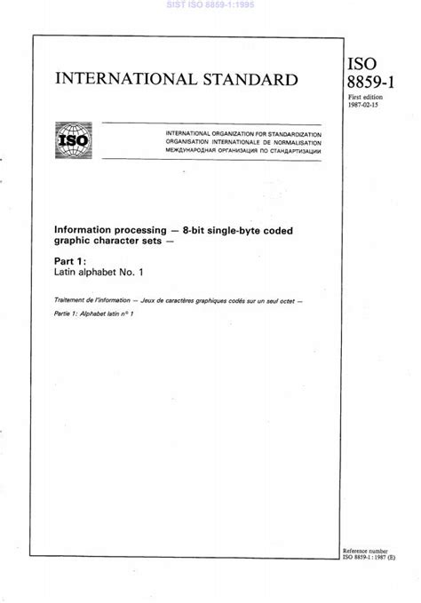 iso 8859 1 1987 information processing — 8 bit single byte coded graphic character sets — part 1