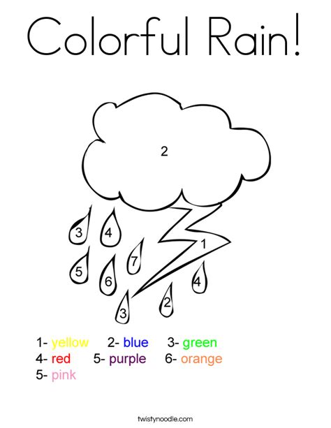 Colorful Rain Coloring Page Twisty Noodle
