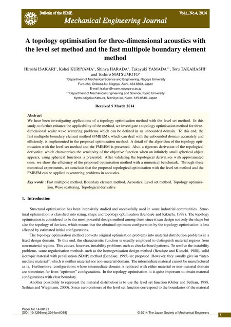 Pdf A Topology Optimisation For Three Dimensional Acoustics With The